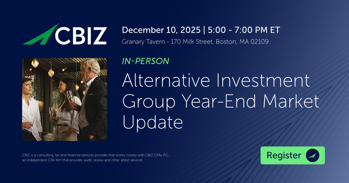 Alternative Investment Group Year-End Market Update | CBIZ