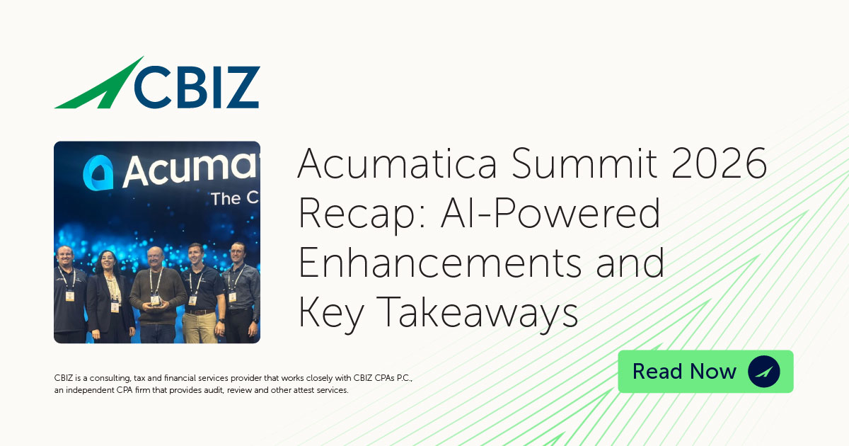 Acumatica Summit 2026 Recap: AI Highlights & Takeaways | CBIZ