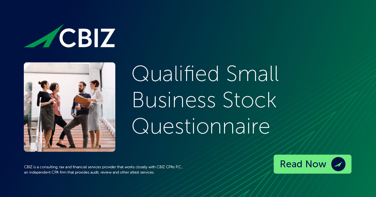 Qualified Small Business Stock Questionnaire | CBIZ