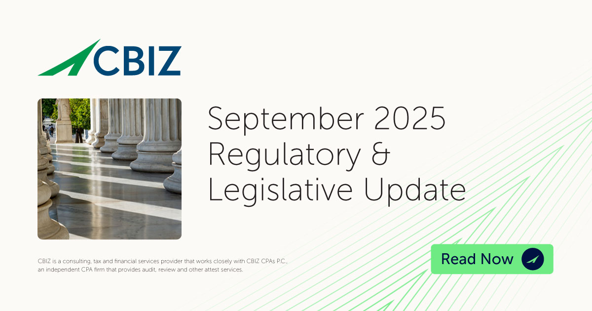 September 2025 Regulatory & Legislative Update | CBIZ