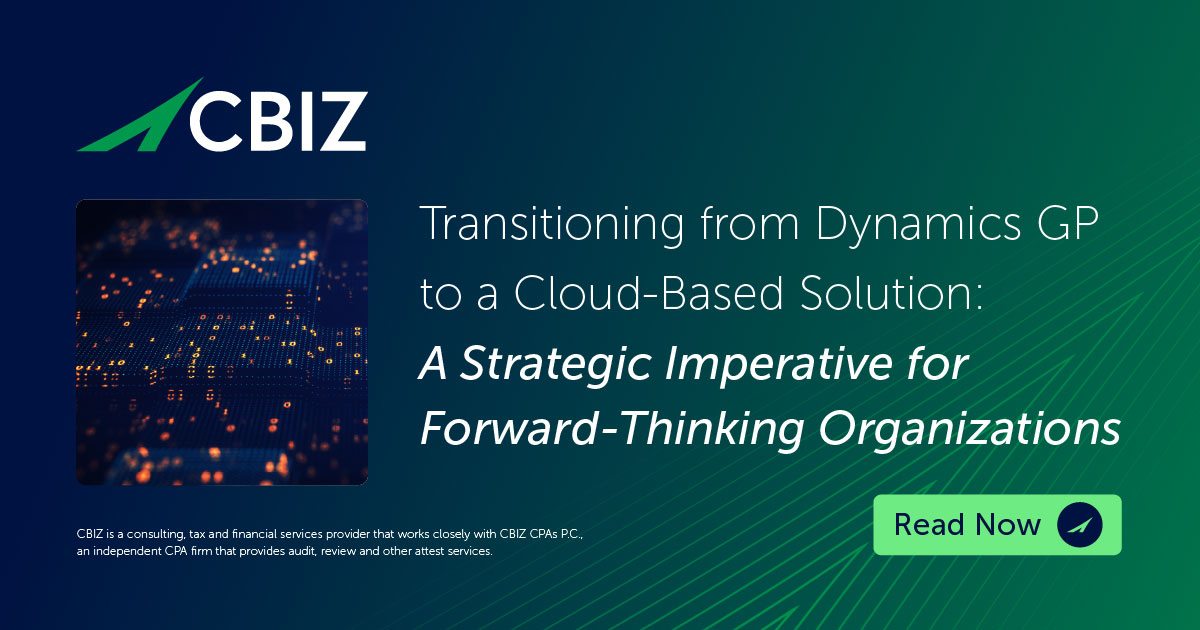 Transitioning from Dynamics GP to a Cloud-Based Solution | CBIZ