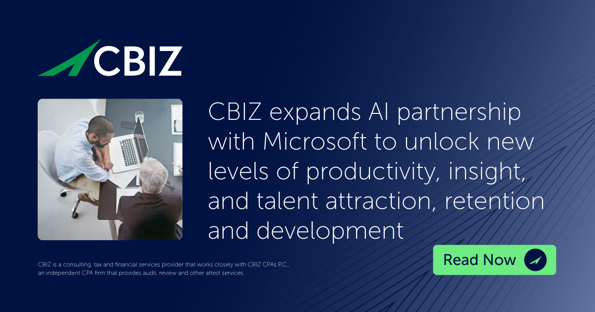 CBIZ Expands Microsoft AI Partnership for Professional Services | CBIZ